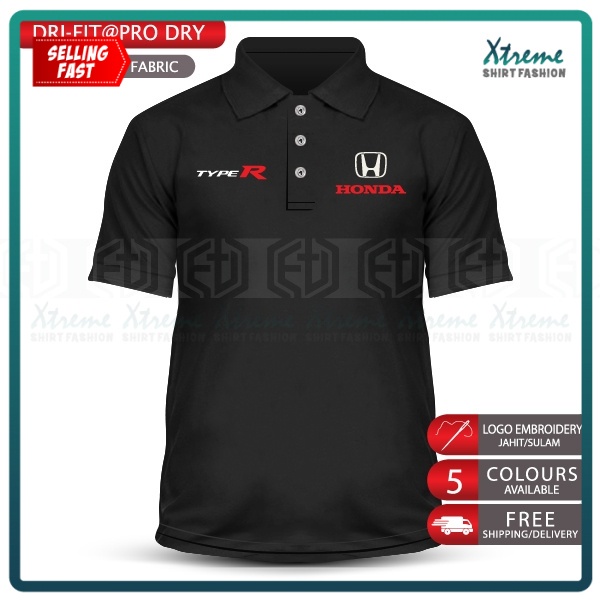 Microfiber Polo T-Shirt Sulamy Honda Civic Type R HRC VTEC i-VTEC ...