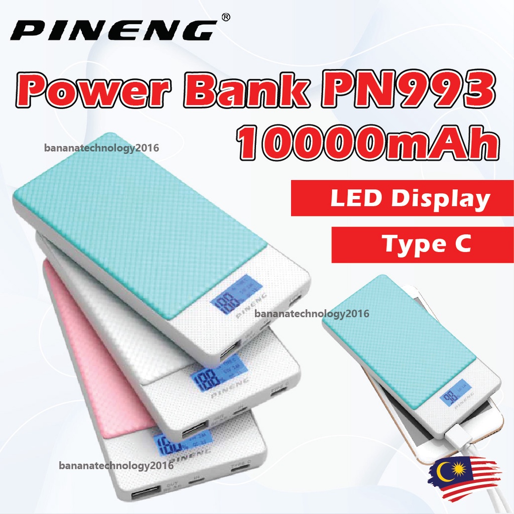 PINENG Power Bank PN993 10000MAH Type C PowerBank Quick Charge 100% ...