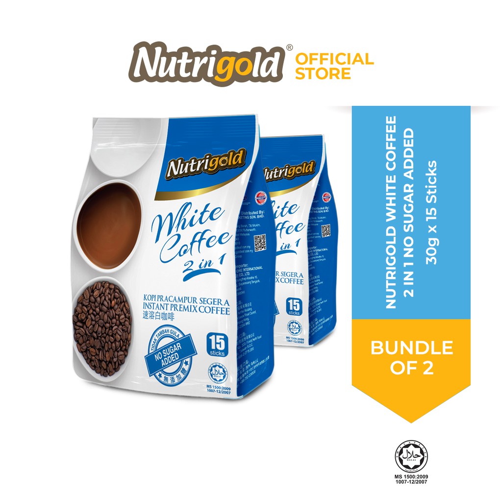 [Bundle of 2] Nutrigold White Coffee 2 In 1 No Sugar Added (30g x 12 ...