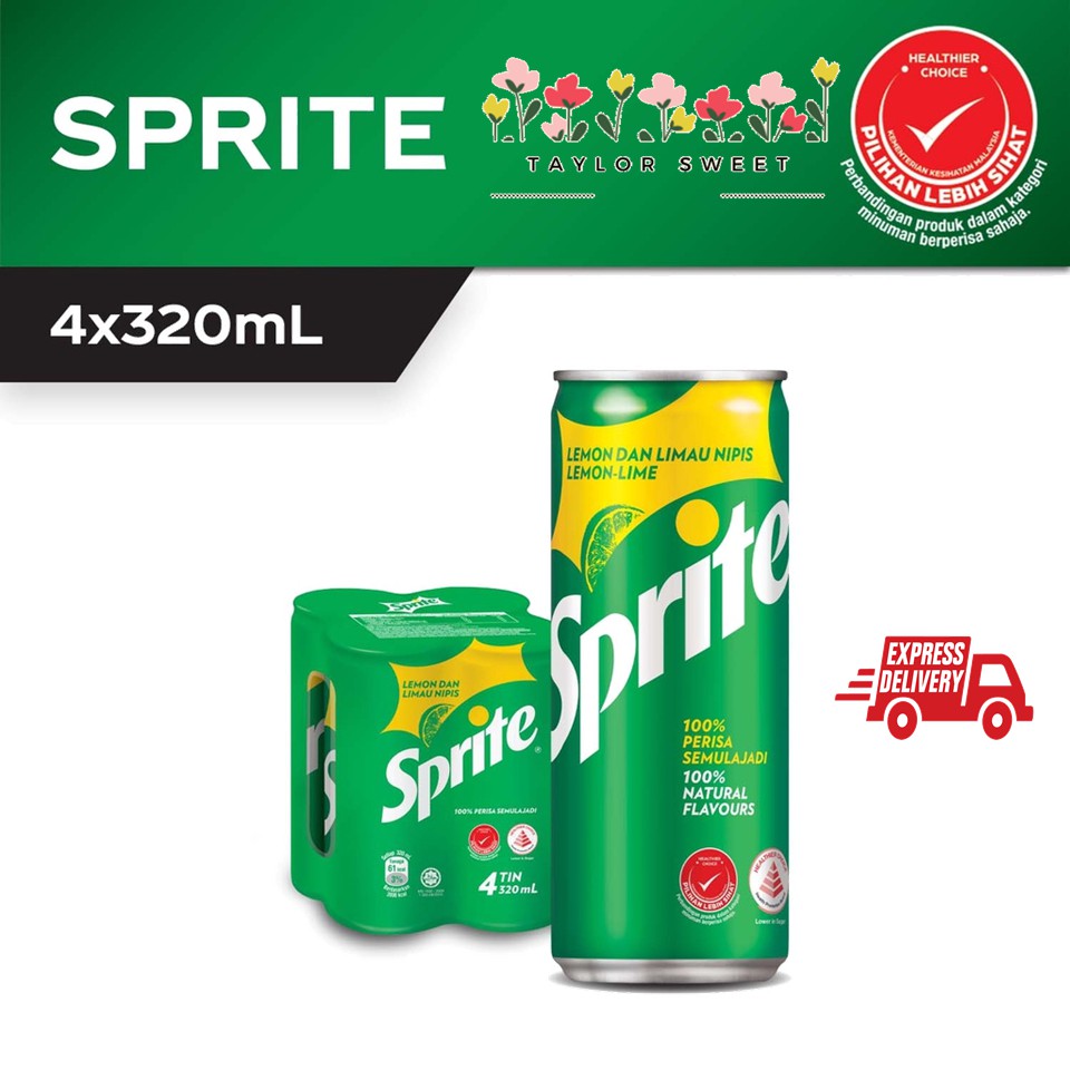 Sprite Lemon-Lime Carbonated Soft Drink 4 x 320ml | Shopee Malaysia