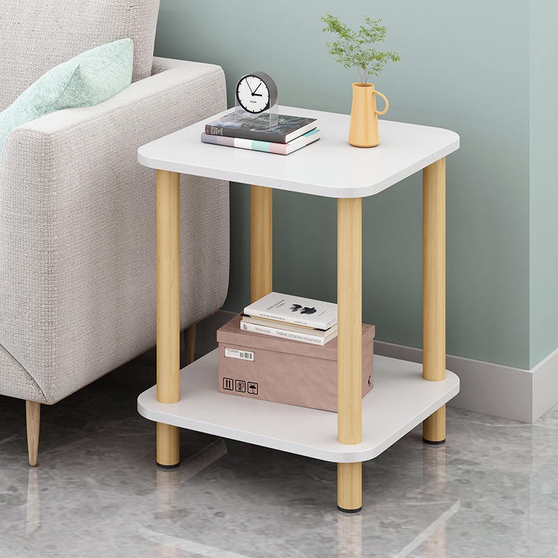 Side Table Double Layer Small Square Table Sofa Table Storage Living ...