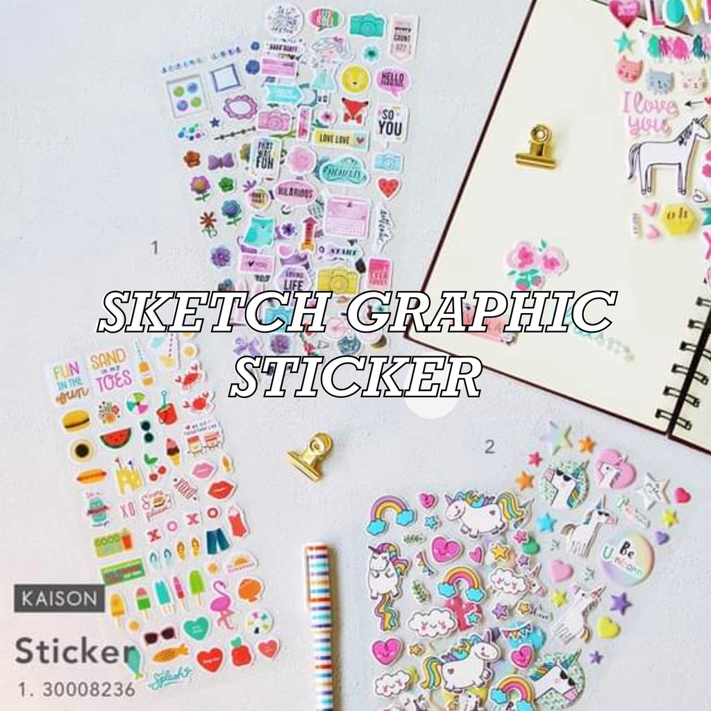 KAISON sketch graphic sticker for notebook planner / 19 x 9 cm | Shopee ...