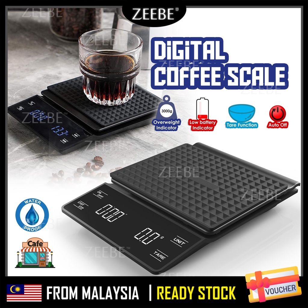 ZEEBE Digital Coffee Scale 0.1g-3kg Timer Drip Coffee Food Jewellery ...