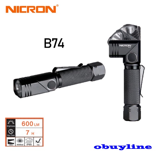 NICRON Led Flashlight B74 Handfree Dual Fuel 90 Degree Twist Rotary ...