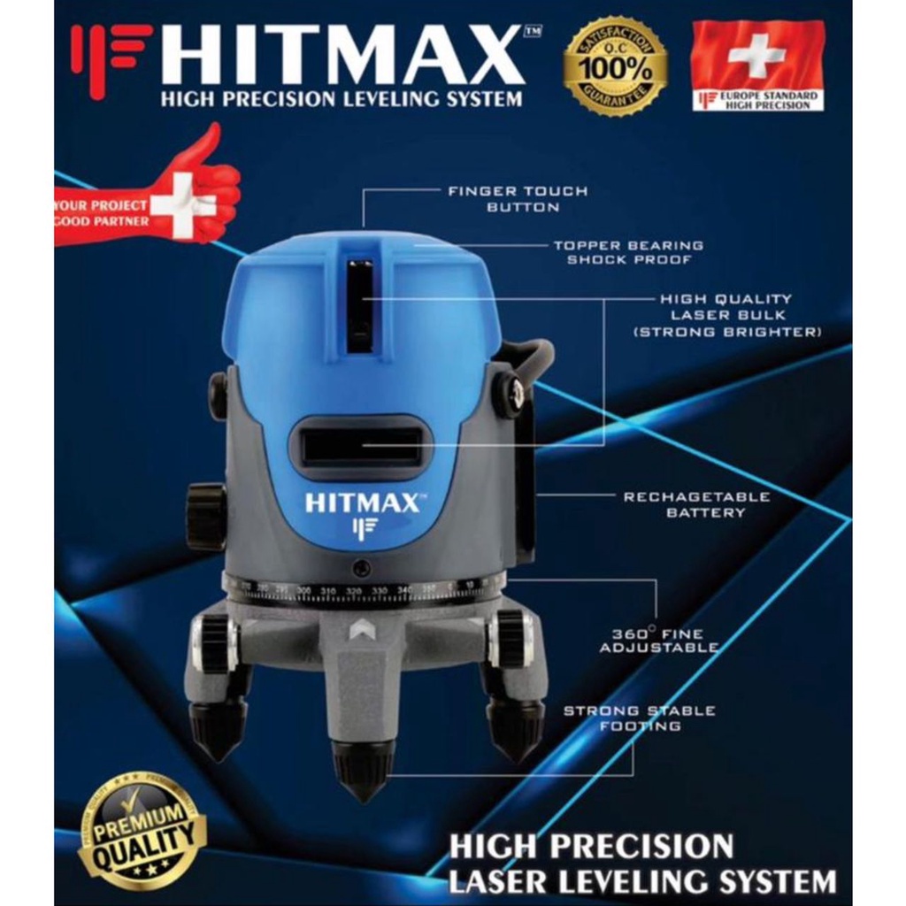 HITMAX HIGH PRECISION 5 LINE GREEN LIGHT LEVELING SYSTEM / LASER LEVEL ...