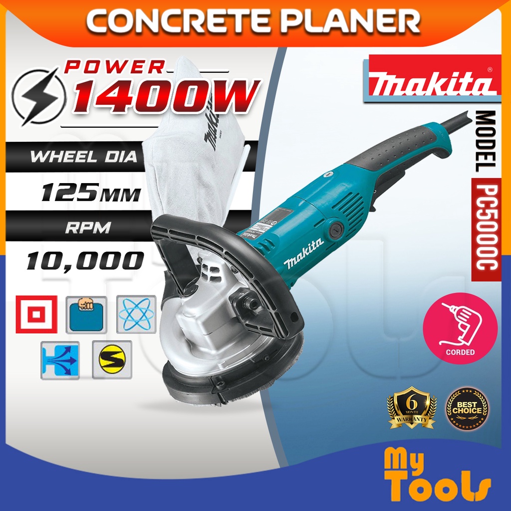 Makita Concrete Planer Concrete Grinder Power 1400W Wheel Diameter 5 ...