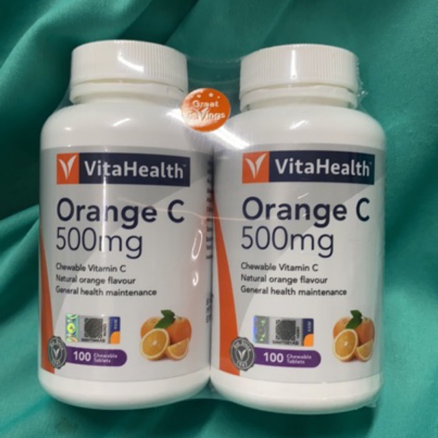 Vitahealth Vitamin C Orange C 500mg Chewable 100tab100100tab 8650