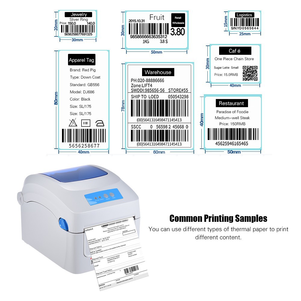 【A6 Printing】 Gp-1324D A6 Label Thermal Printer QR Barcode Shipping ...
