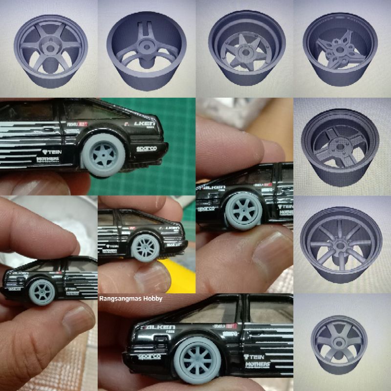 not 1/64 [UPDATE VERSION]Resin Unpainted Rim+Tyre 9mm for Hotwheels tomica JDM racing diorama ...