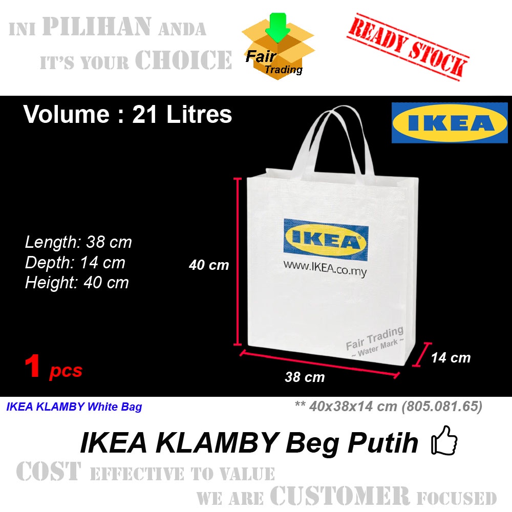 40x38x14 cm Beg Putih Kitar Semula Dobi Laundry Bag White Reusable ...