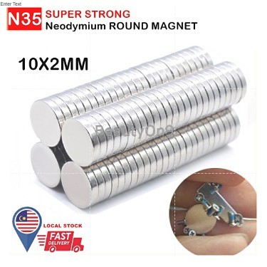 10mm X 2mm Neodymium Magnets 3x2mm - 100 Units (N52 Magnetic Stud Finders