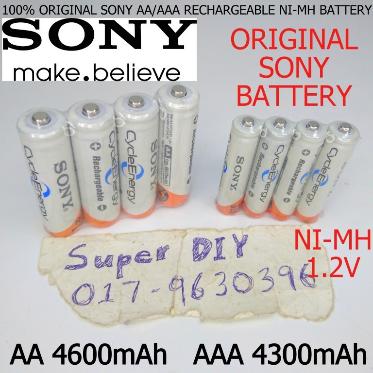 Original SONY AA AAA 1.2V 1.5V 4600mAh Cycle Energy japan Rechargeable ...