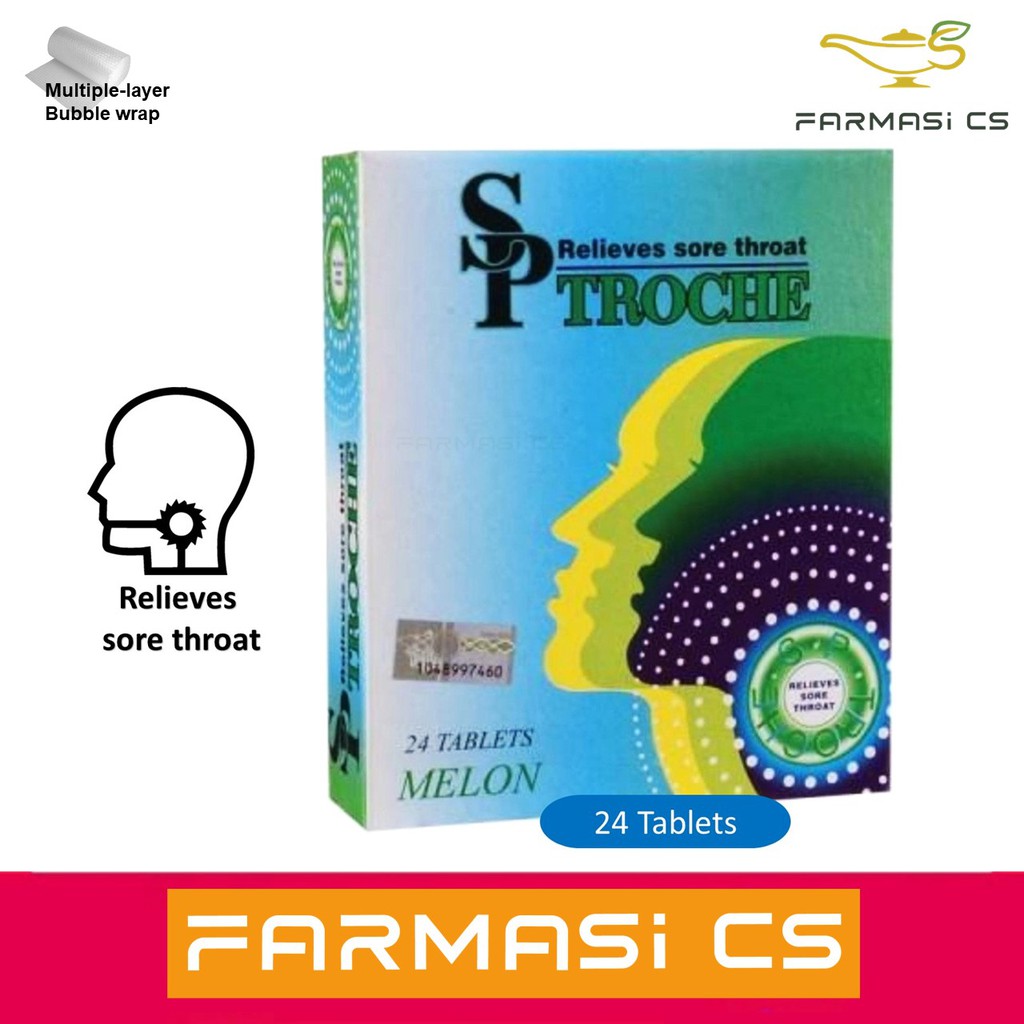 SP Troche Lozenges 24 Tablets Melon Flavour EXP:04/2028[ Relieves sore ...