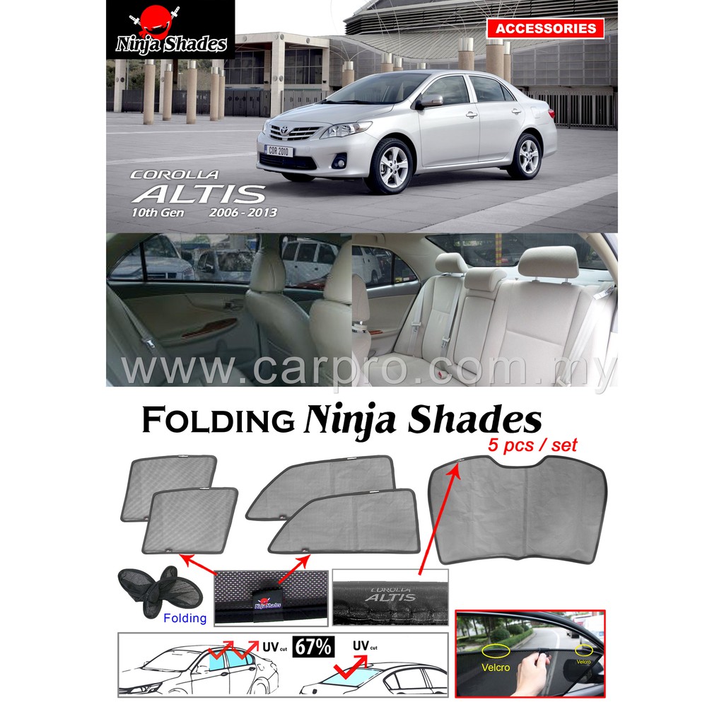 Toyota Altis 2006 - 2013 Magnetic Ninja Shades Sunshade (5pcs) or (Rear ...
