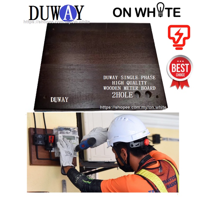 DUWAY 9" x 12" WOODEN SINGLE PHASE METER BOARD / WOOD BLOCK /TNB METER ...
