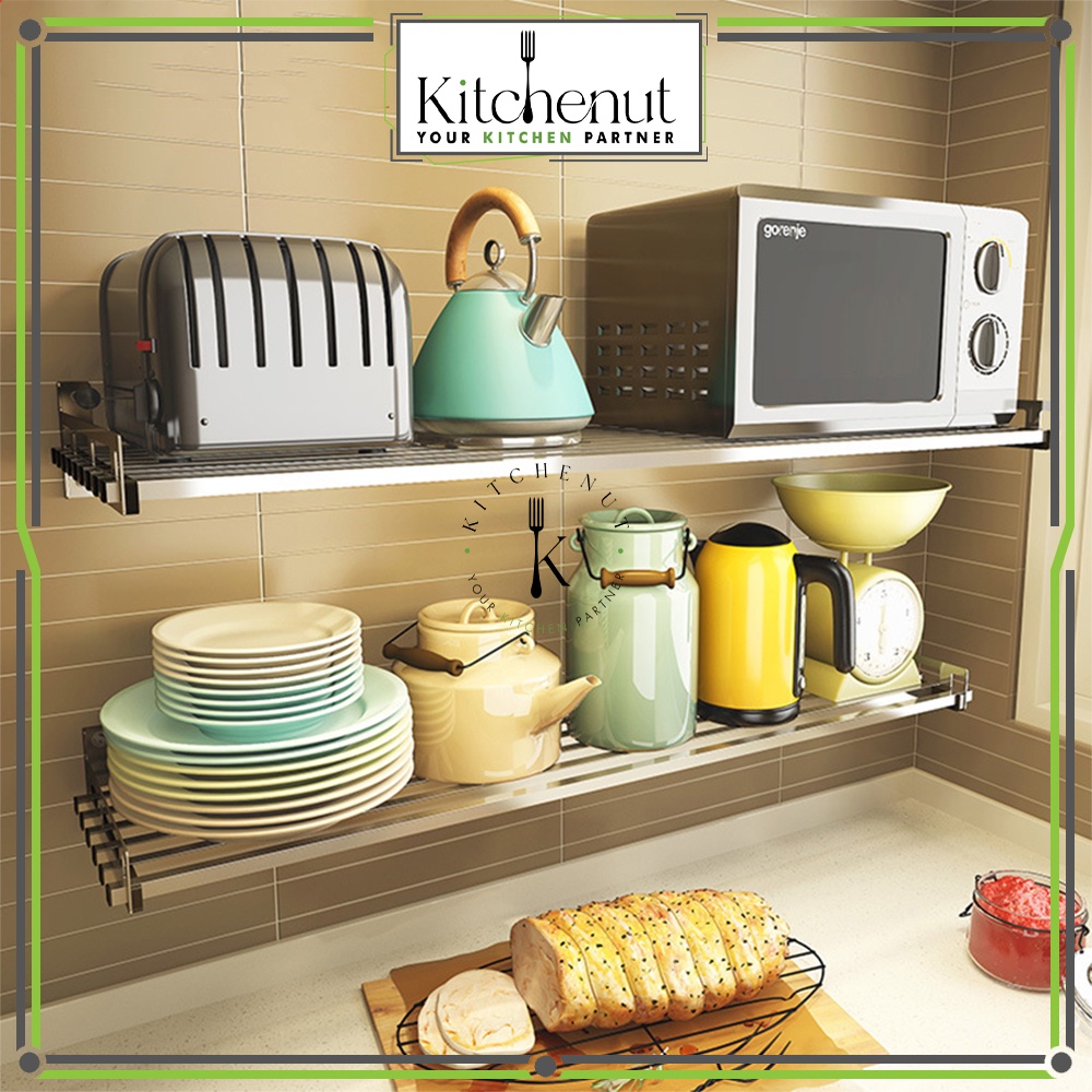 Kitchenut Stainless Steel 304 Wall Mounted Kitchen Rack Hanging Shelf ...