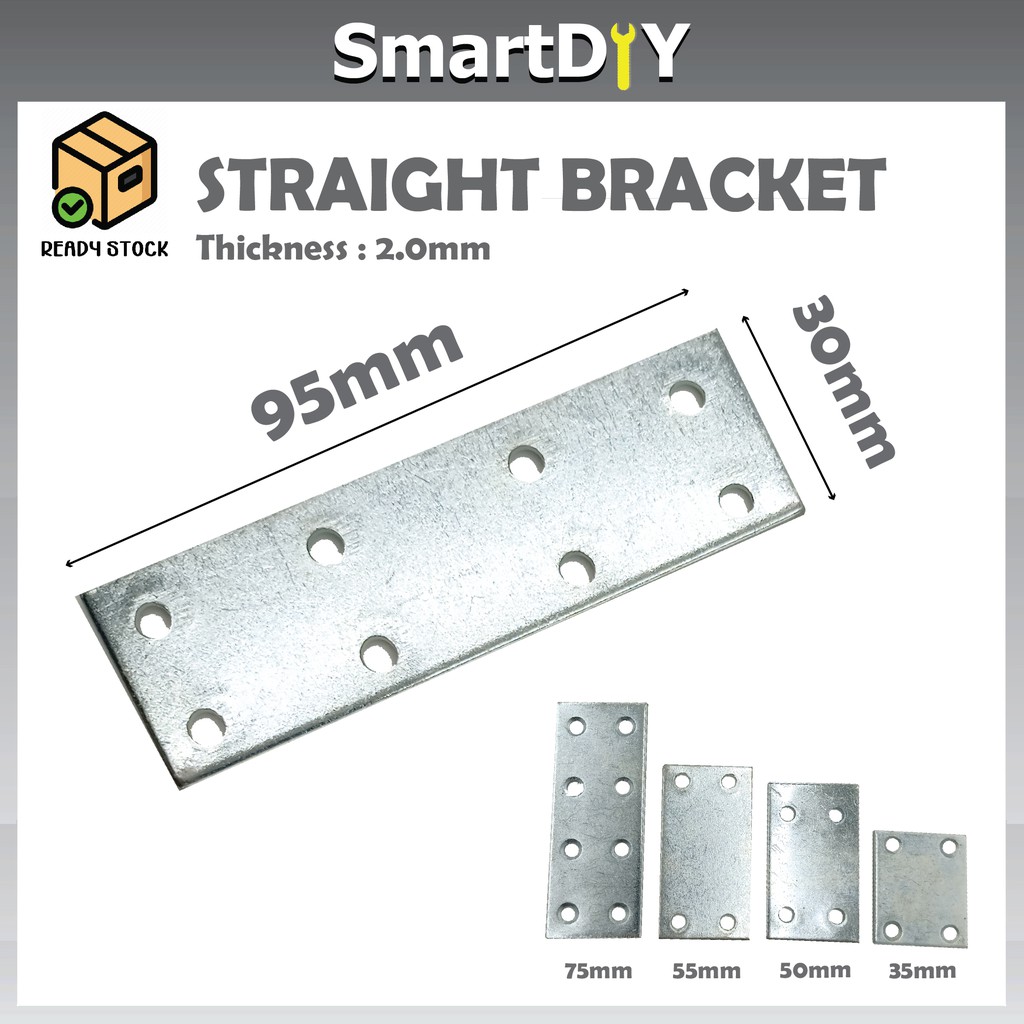 35 / 48 / 55 / 75 / 95 x 30mm Furniture Flat Bracket / Flat Joint Brace ...