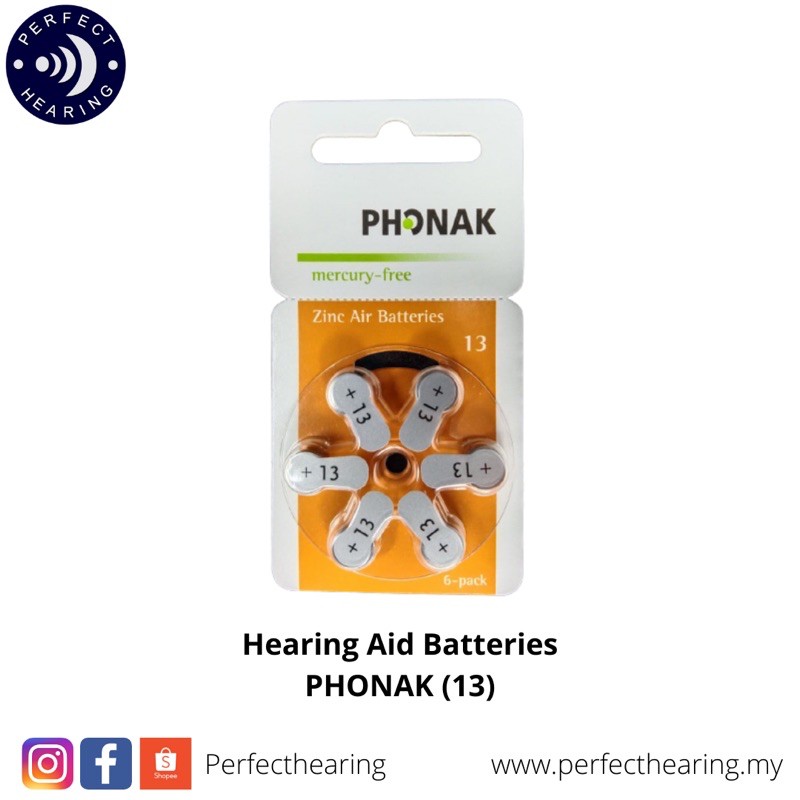 ORIGINAL Phonak Hearing Aid Battery, Size 13 (6 pcs) | Shopee Malaysia