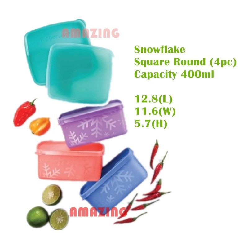 𝗧𝘂𝗽𝗽𝗲𝗿𝘄𝗮𝗿𝗲 𝘀𝗻𝗼𝘄𝗳𝗹𝗮𝗸𝗲 𝗱𝗼𝘂𝗯𝗹𝗲 𝘀𝗾𝘂𝗮𝗿𝗲 𝗿𝗼𝘂𝗻𝗱 𝟰𝟬𝟬𝗺𝗹 | Shopee Malaysia