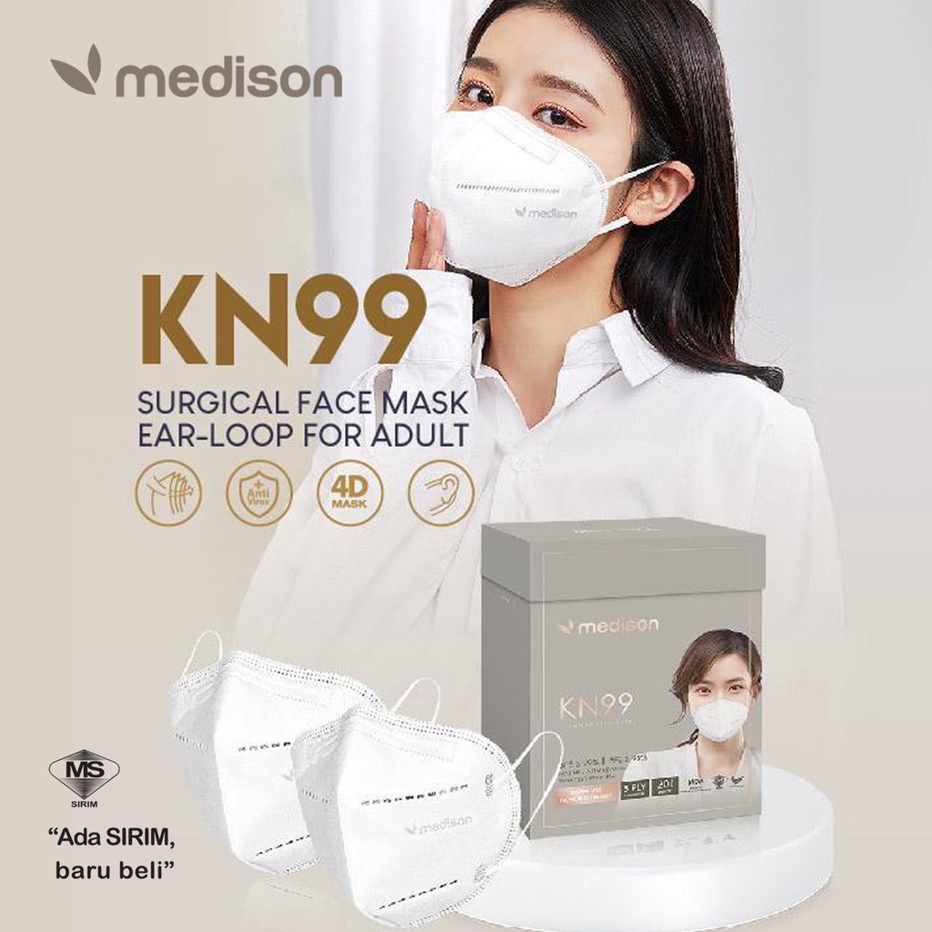 MEDISON KN99 // KN95 Adult 5 Ply Surgical Face Mask–Premium Soft Quality//20pcs/box//5 Ply ...