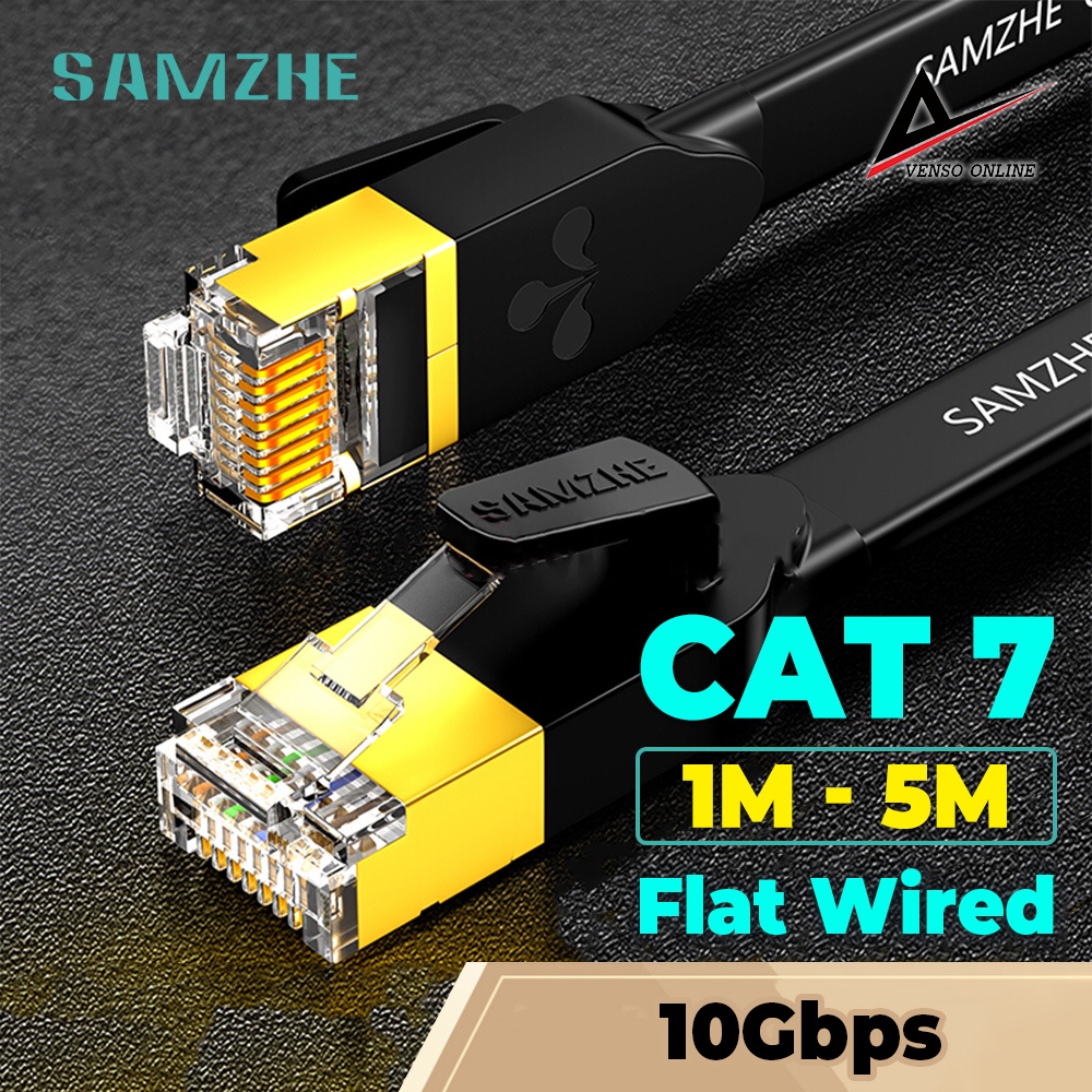 SAMZHE 1M - 5M Flat Cat7 SFTP Ethernet Patch LAN Cable 10Gbps ...