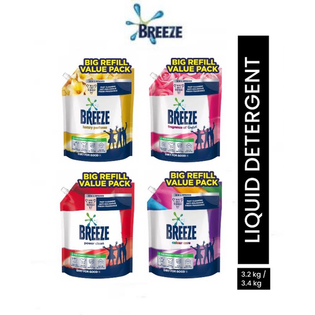 [NEW PROMO] Breeze Liquid Detergent Big Refill Value Pack (3.2kg/3.4kg ...