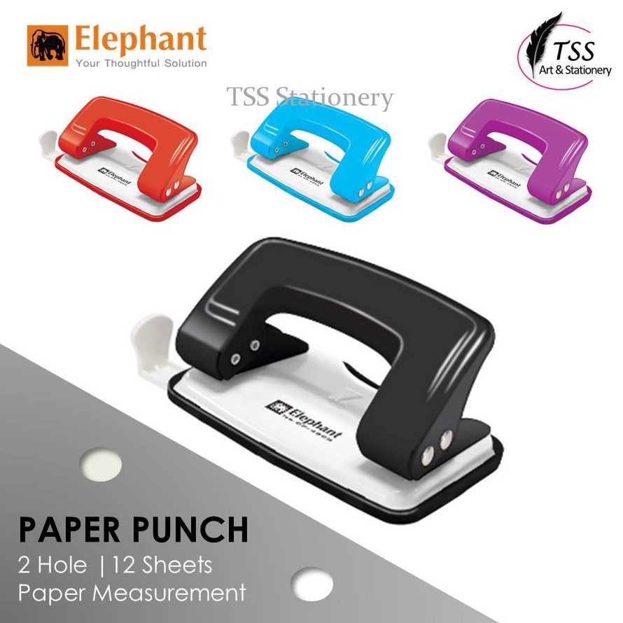 ELEPHANT - Paper Puncher 2 Hole Punch With Paper Measurement DP-480G ...