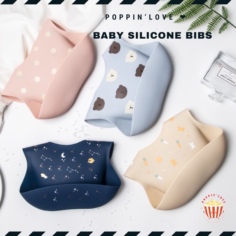 Baby Silicone Bibs Waterproof Adjustable BLW Led Weaning Mealtime ...