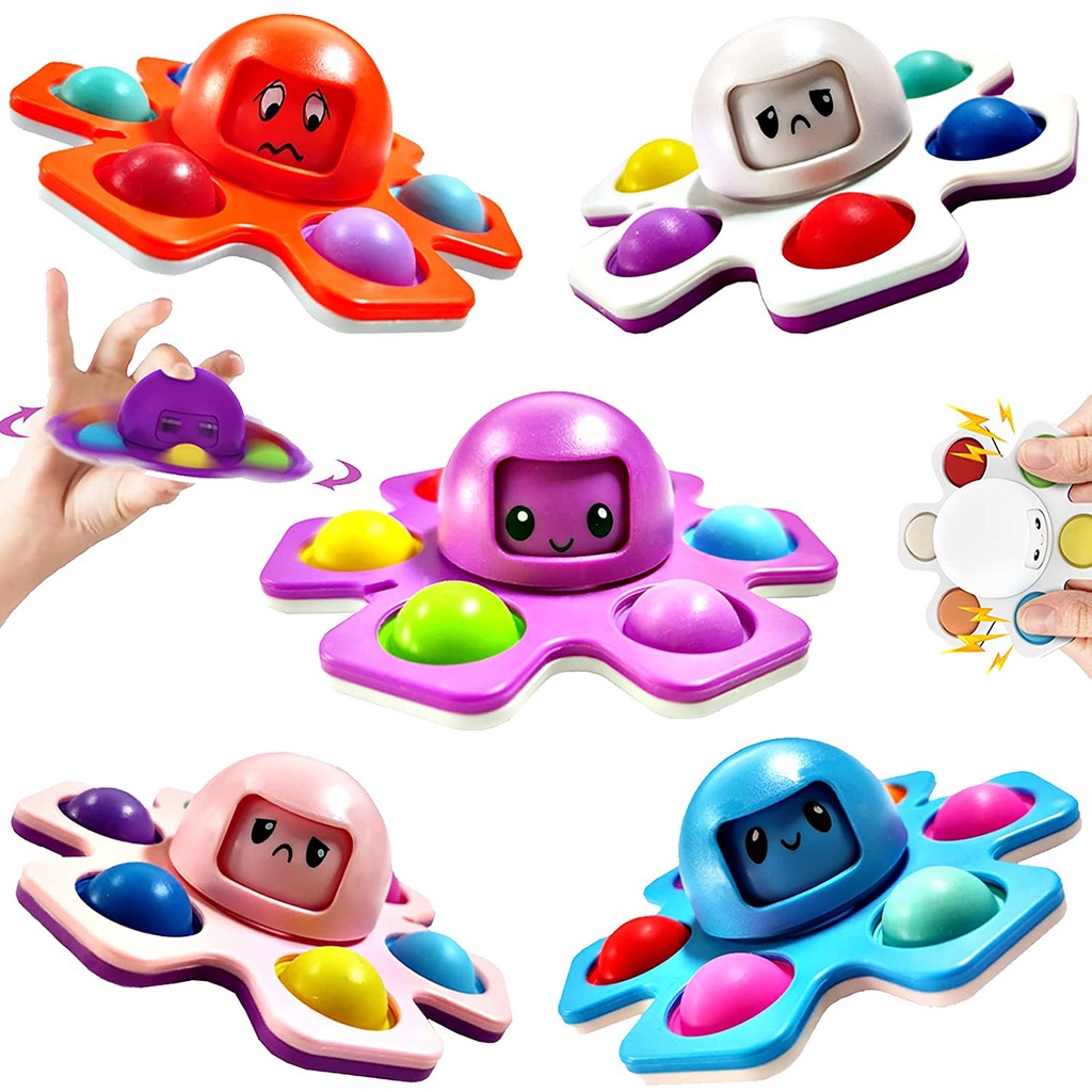 Octopus Pop It Fidget Toys Spinner Face-changing Octopus Rotatable Gyro ...