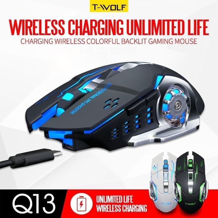 T-WOLF Gaming Mouse Wireless Q13 Rechargable Battery Wireless Mouse ...