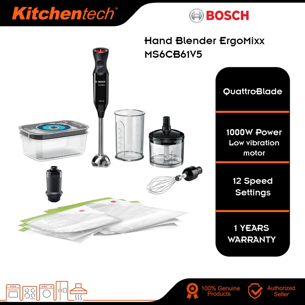 Bosch MS6CB61V5 Hand Blender ErgoMixx with Fresh Vacuum System / 12 ...