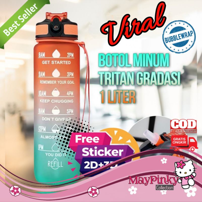 Bottled Drinking 1 liter Of viral Water Place 1000ml bpa free Straw ...