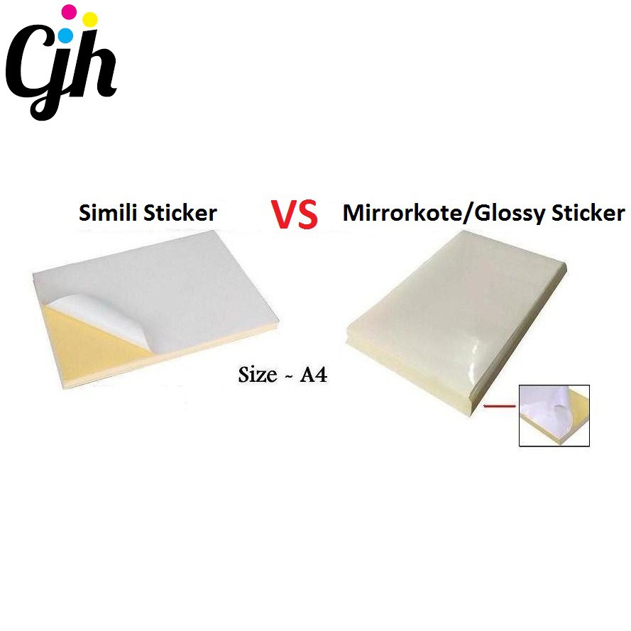 A4 White Simili Matt Sticker 100sheets / Mirrorkote Glossy Sticker ...