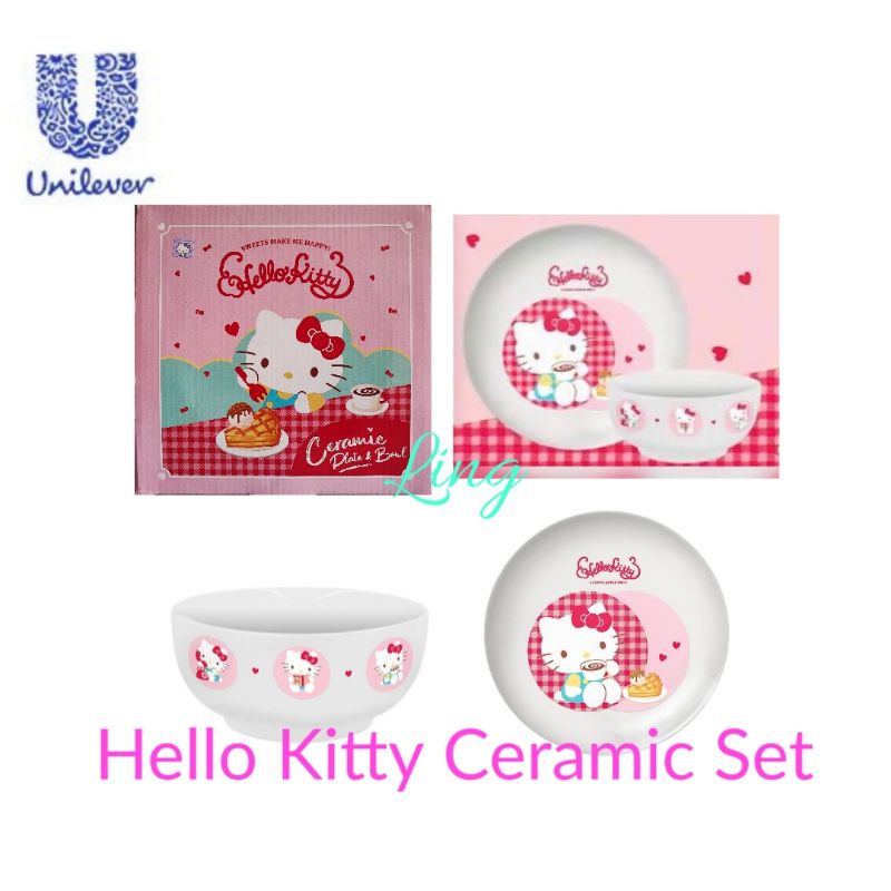 Sanrio Hello Kitty Ceramic Set (Bowl+Plate) | Shopee Malaysia