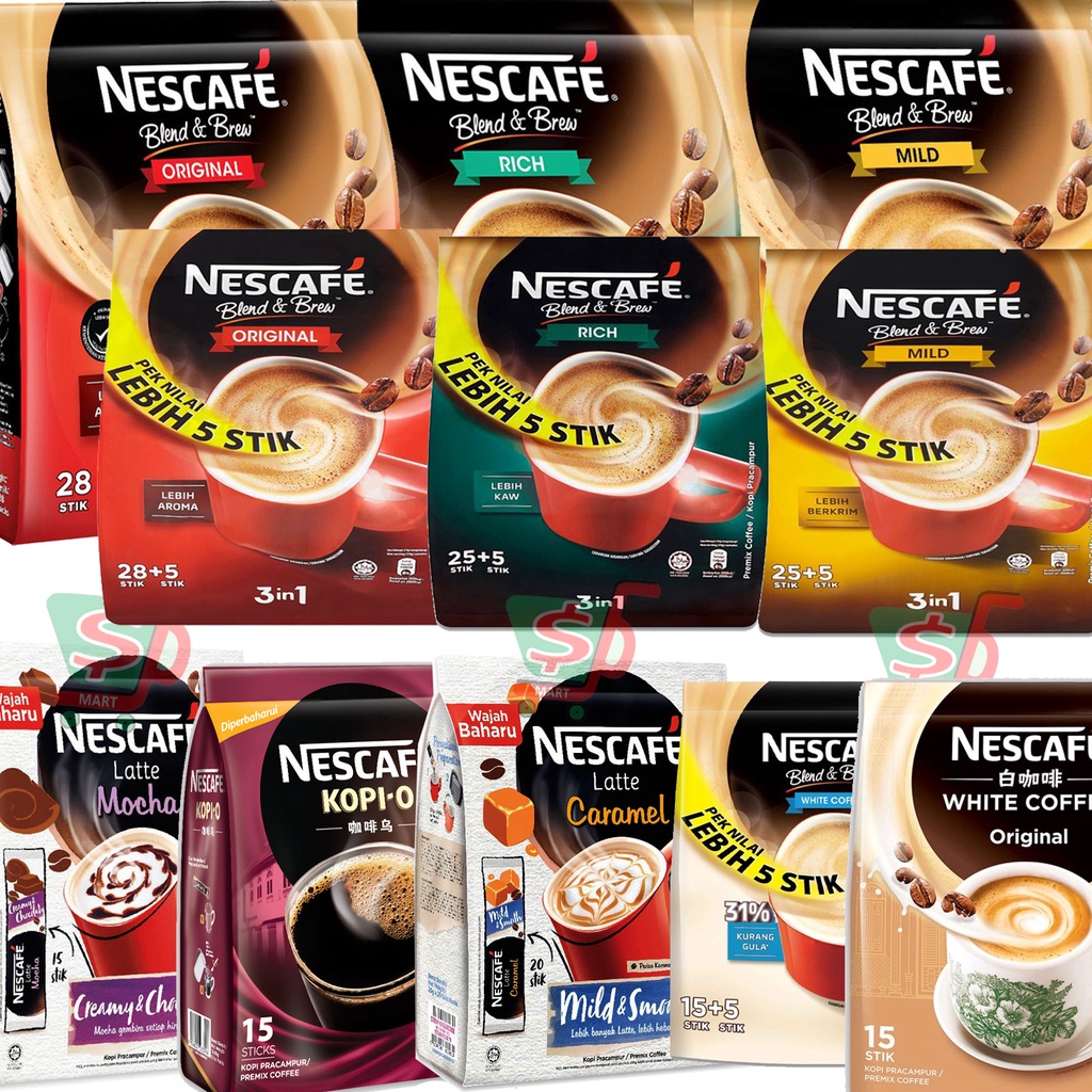 Nescafé Blend & Brew Original 3 in 1 Premix Coffee / Nescafe Rich ...