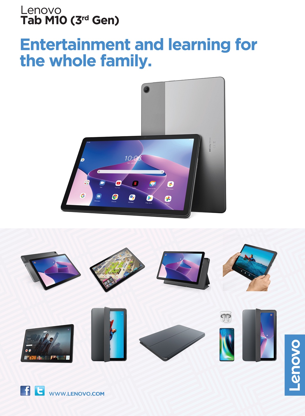 Lenovo Tab M10 3rd Gen TB-328XU - Storm Grey (10.1"WUXGA/4GB + 64GB/5MP/8MP/5000mAh) [Free Folio ...