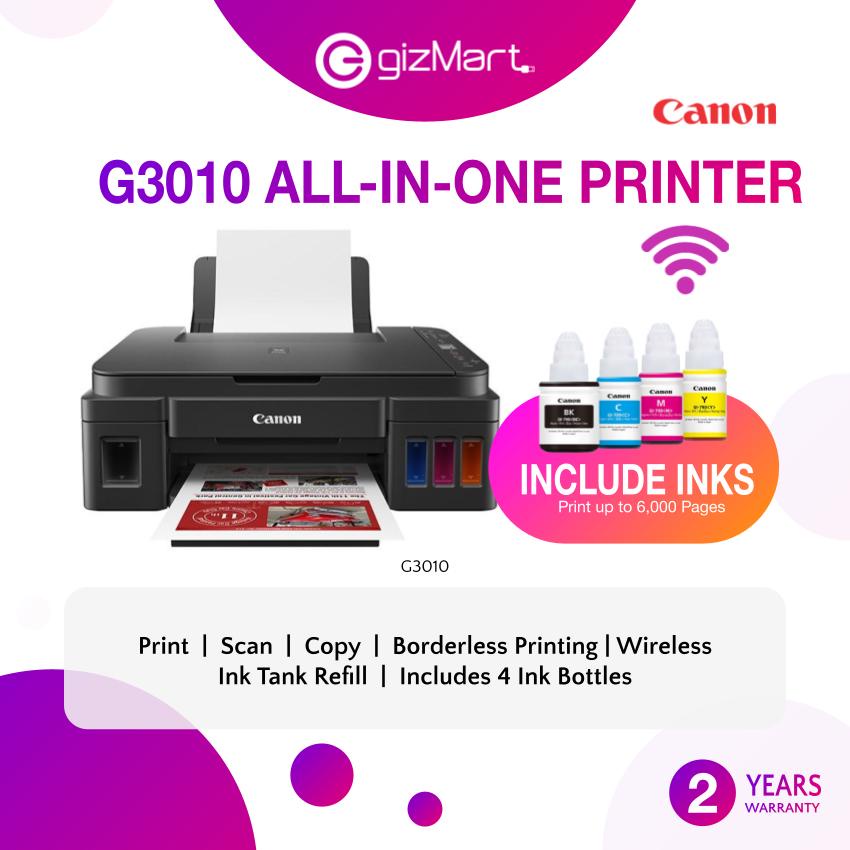 CANON Pixma G3010 Refillable Ink Tank Wireless All-In-One Printer Print / Scan / Copy / Wifi ...