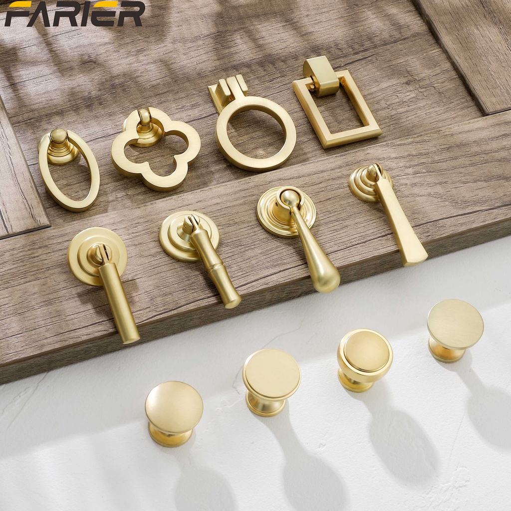 Gold Cabinet Pulls Solid Zinc Alloy Kitchen Cupboard Single hole for ...