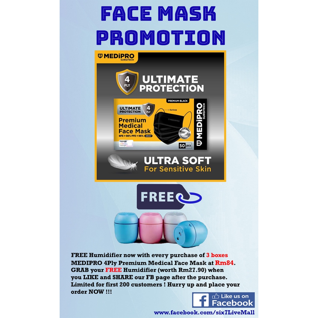 [BLACK 4PLY ULTRA SOFT] MEDIPRO PREMIUM BLACK 4PLY MEDICAL FACE MASK ...