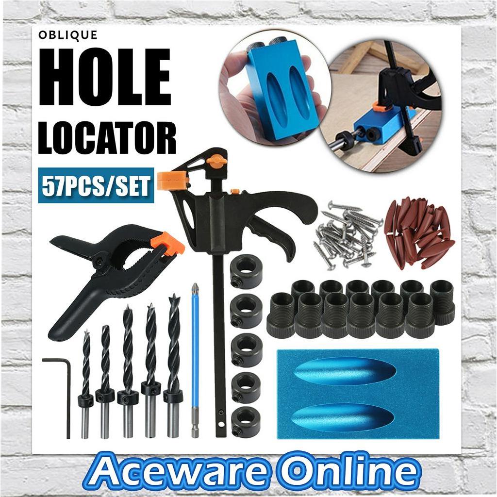 57PCS/SET Woodworking Oblique Hole Locator Drill Bits Pocket Hole Jig ...