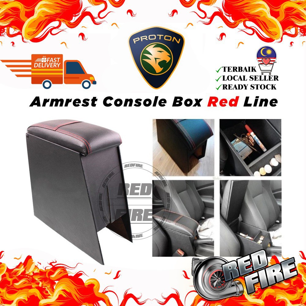 PVC Red Line Arm Rest Proton Iswara Waja Saga BLM FLX Iriz Satria Wira ...