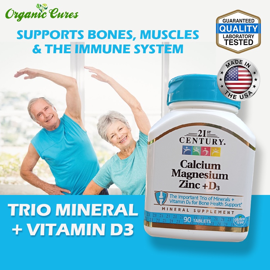 [USA] 21st Century Calcium Magnesium Zinc + Vitamin D3 TRIO MINERALS ...