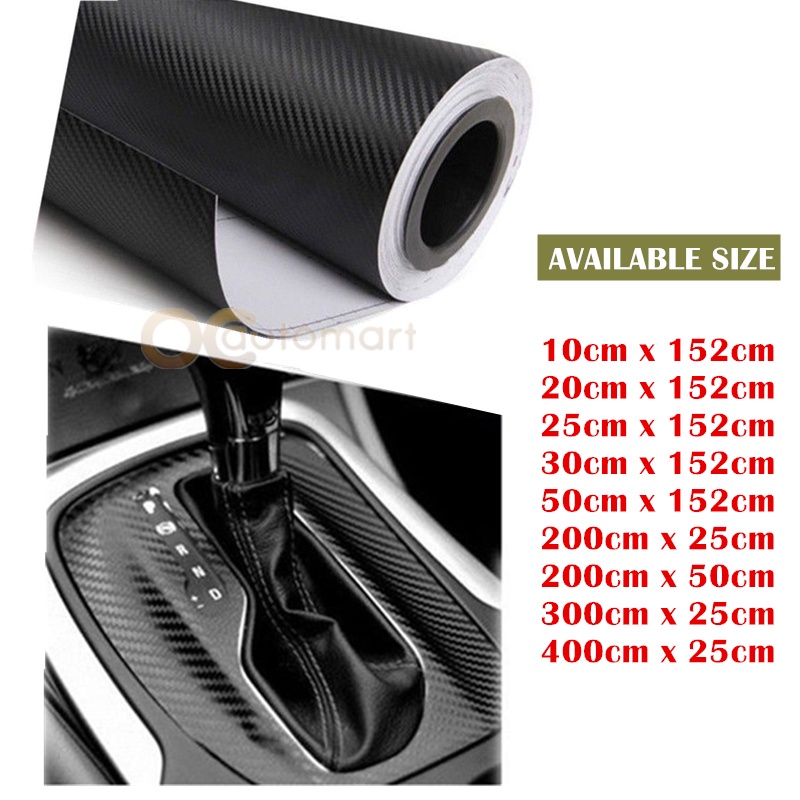 3D Carbon Fiber Decal Vinyl Film Wrap Roll Adhesive Car Sticker Sheet ...