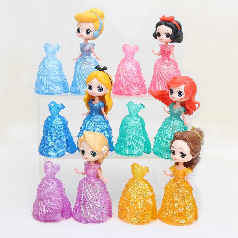 7-10cm Magic Clip Princess Figures Magiclip Dress Qposket Tangled Alice ...