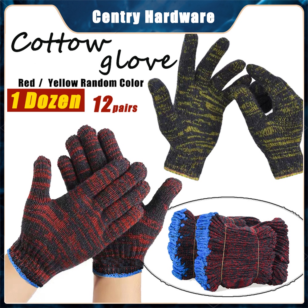 (12 PAIR/ 24PCS) 1200 Cotton Hand Glove Safety String Knit Work Gloves ...