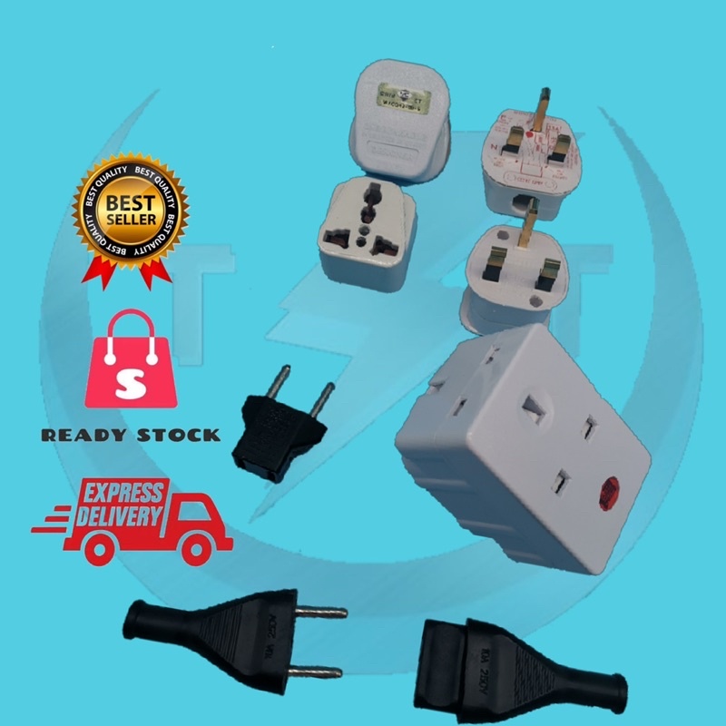 13A PLUG TOP 3PIN 3WAY ADAPTOR MULTIFUNCTION MULTI PLUG 2 pin plug ...