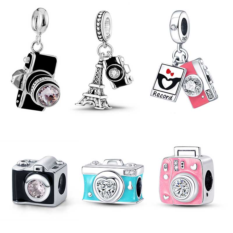 2022 plata charms of ley 925 Silver Color Camera Charms Beads Fits ...