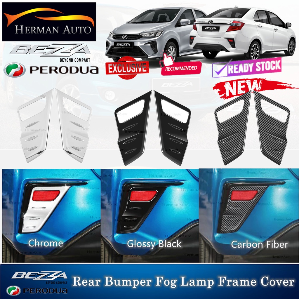 HermanAuto Perodua Bezza 2021-2022 Rear Bumper Fog Lamp Frame Cover ...