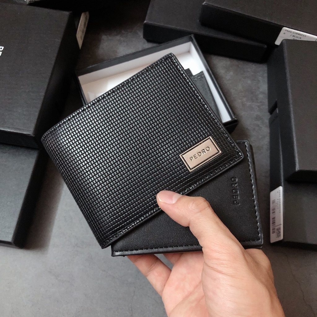 Pedro men's wallet, beautiful leather, alloy logo, corner, full box and ...