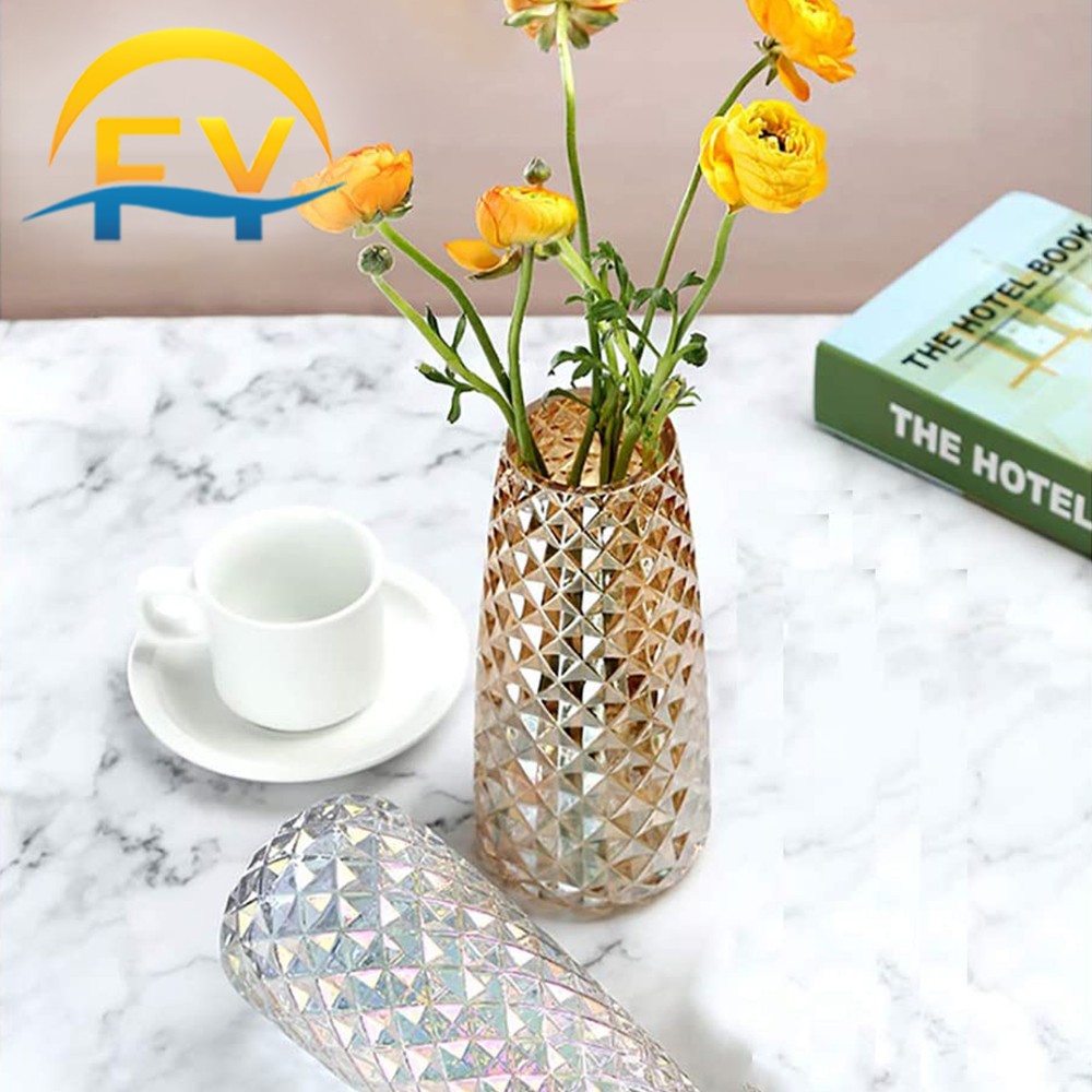 FY Glass Vase Countertop Modern Origami Color Changing Minimalist Pasu ...